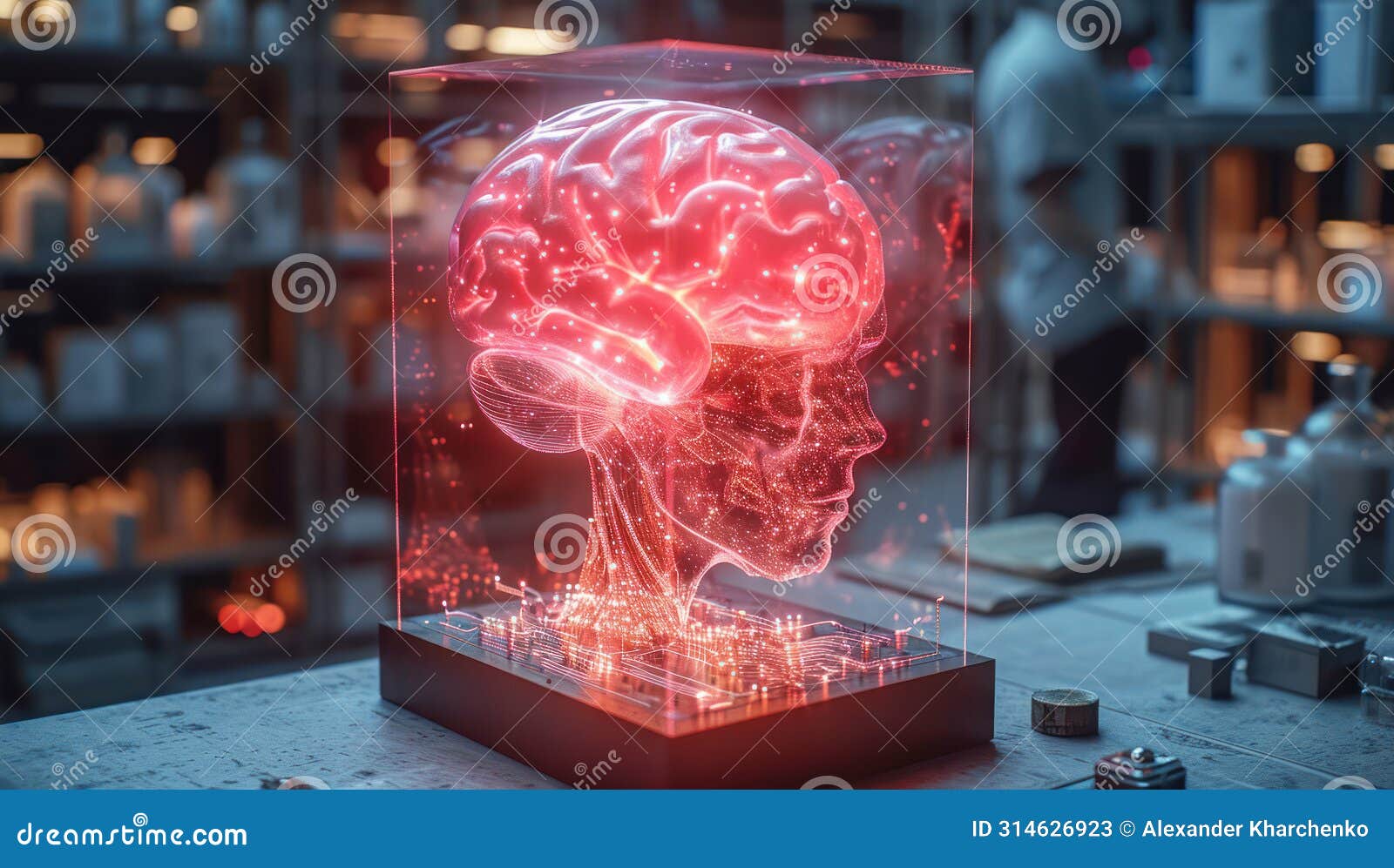Glowing Artificial Intelligence Brain Over Computer Electronic Circuit ...