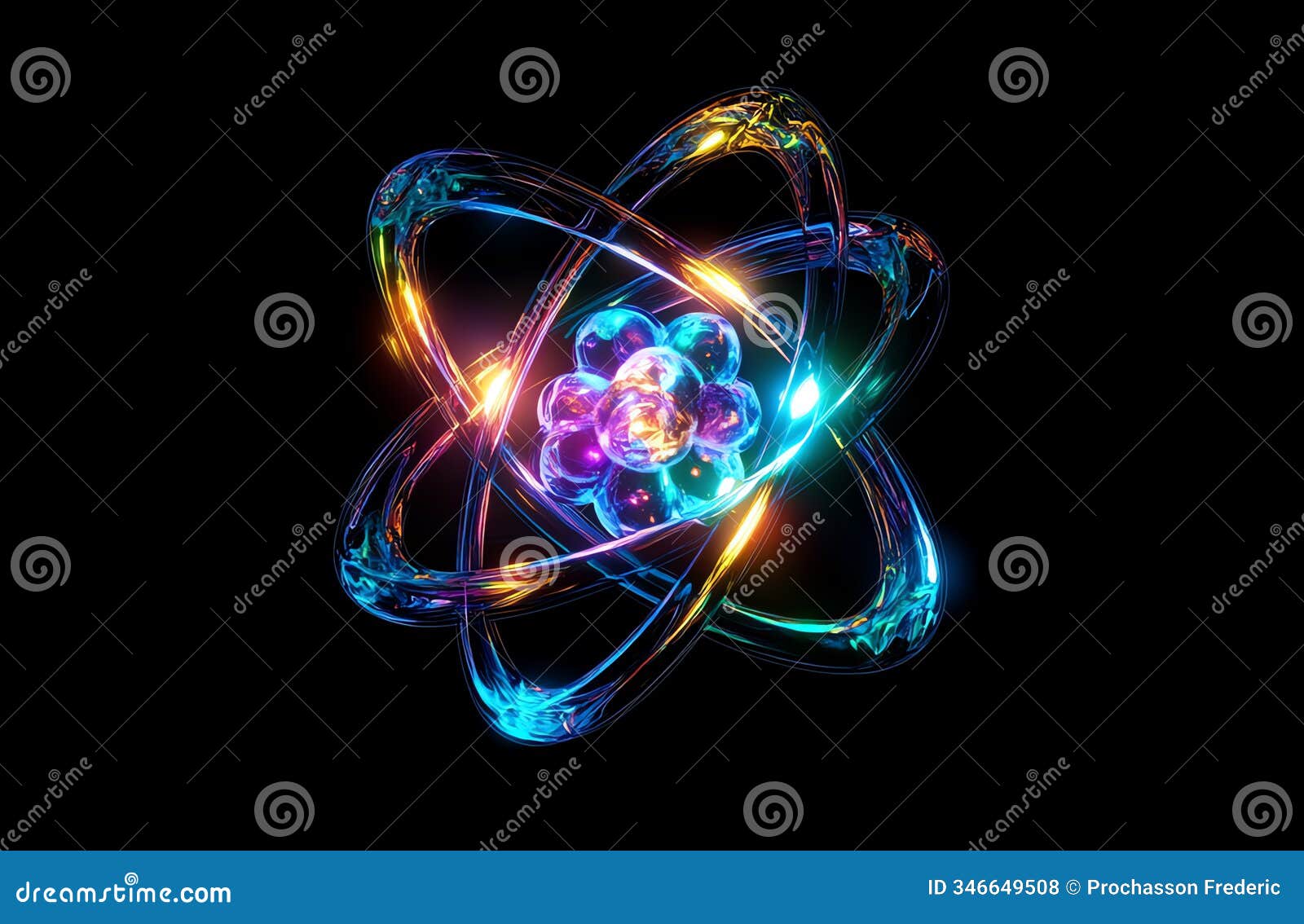 Glowing Atom with Particle Orbits, AI Generated Stock Illustration ...