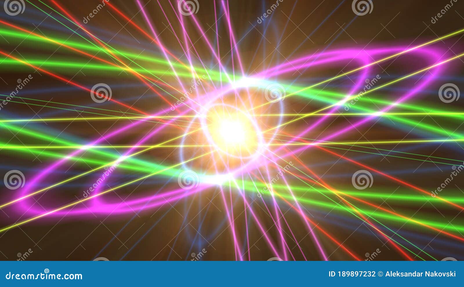 Glowing Atom Structure with Light Ring Stock Illustration ...