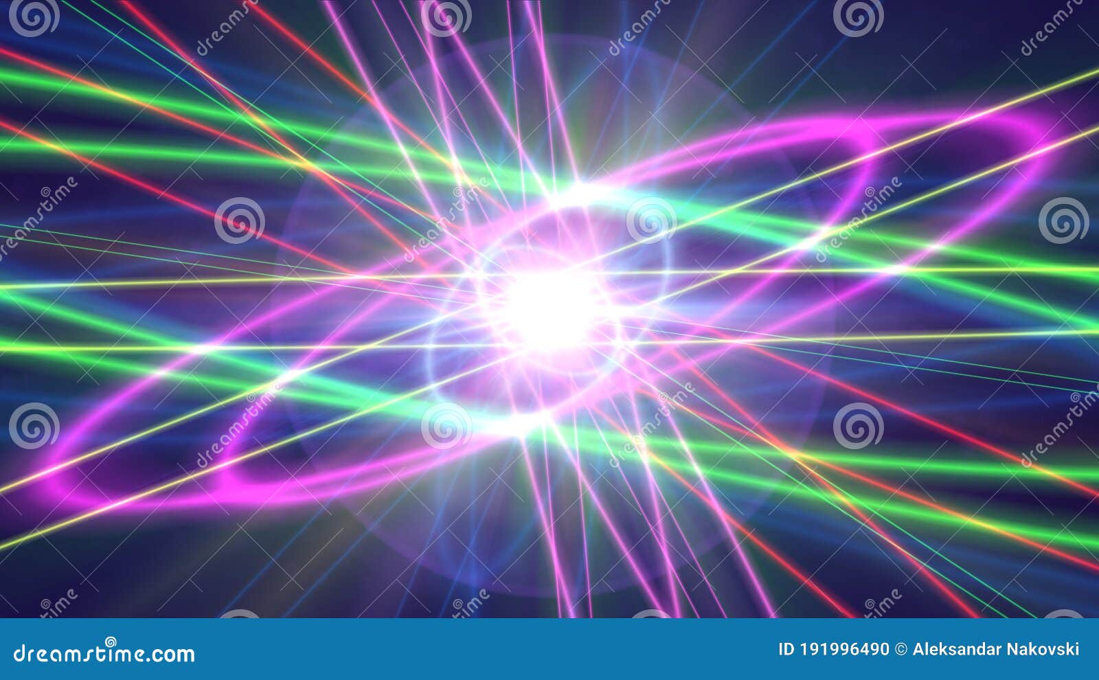 Glowing Atom Structure with Light Ring Stock Illustration ...