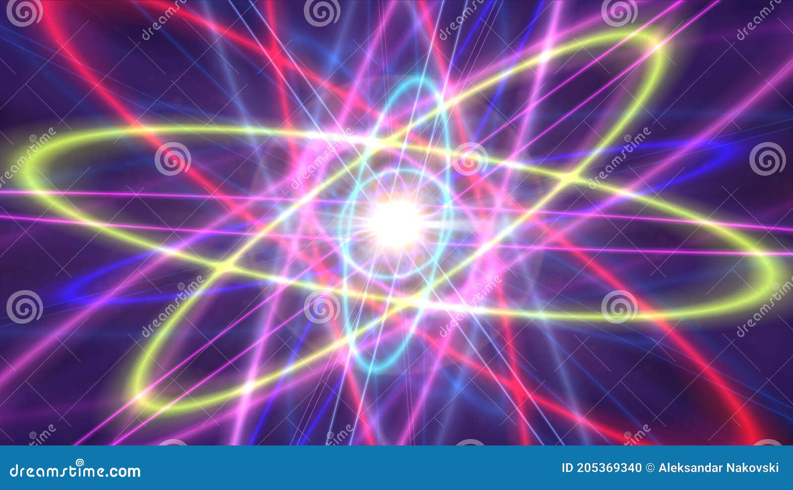 Glowing Atom Structure with Light Ring Stock Illustration ...