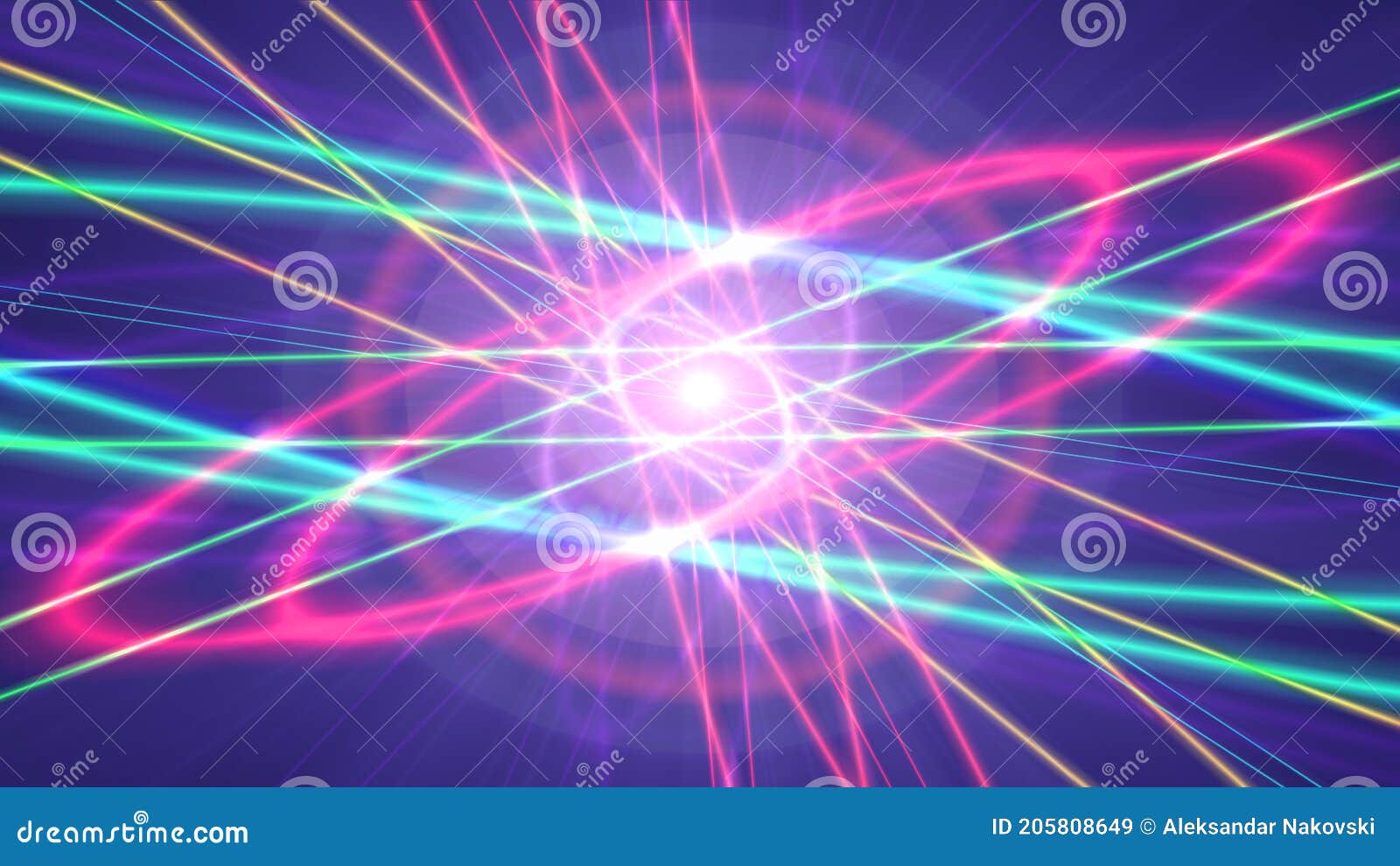 Glowing Atom Structure with Light Ring Stock Illustration ...