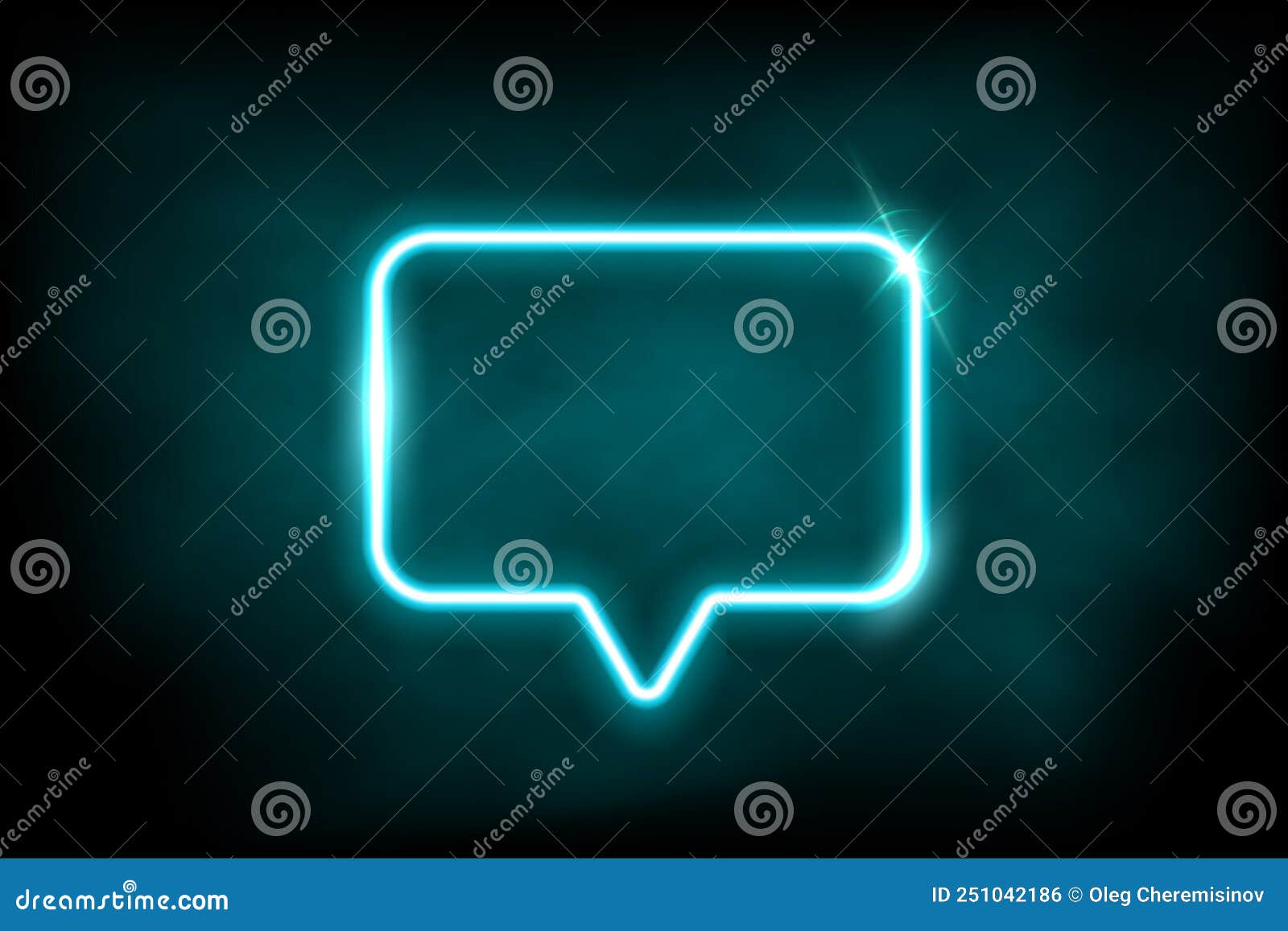 Glowing Azure Neon Speech Bubble Sign. Electric Light Rectangle Frame ...