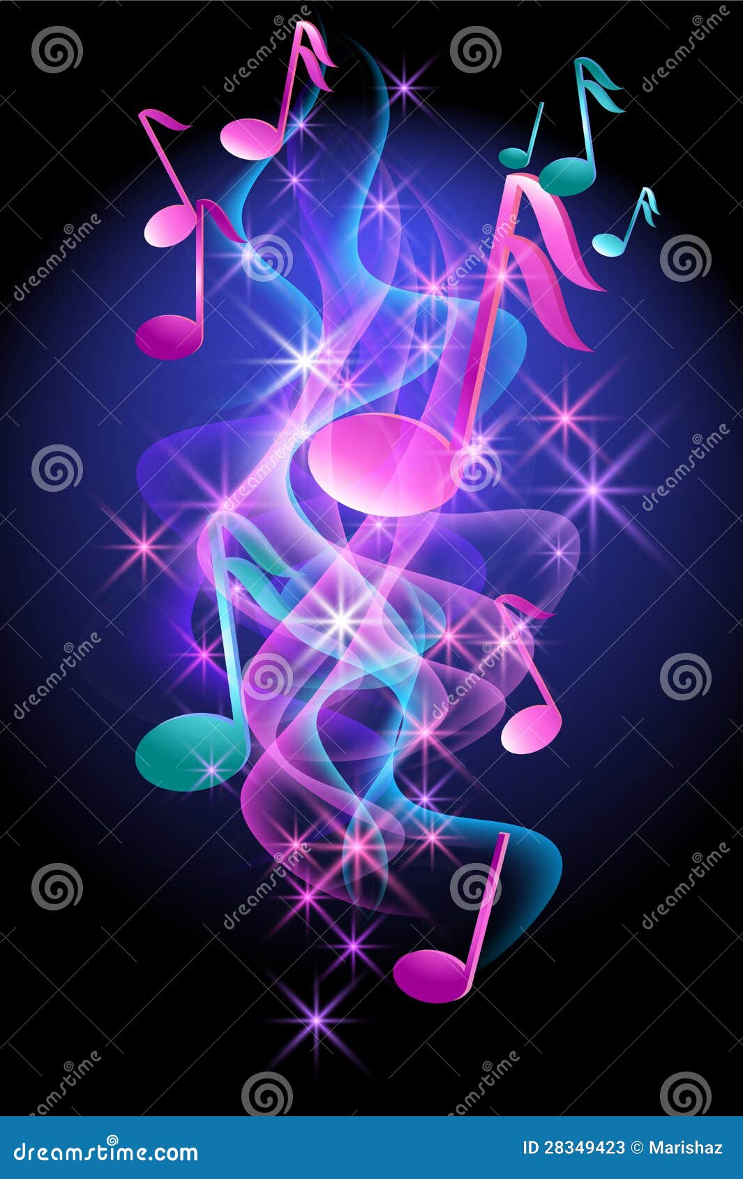 Glowing Background with Musical Notes Stock Vector - Illustration of ...