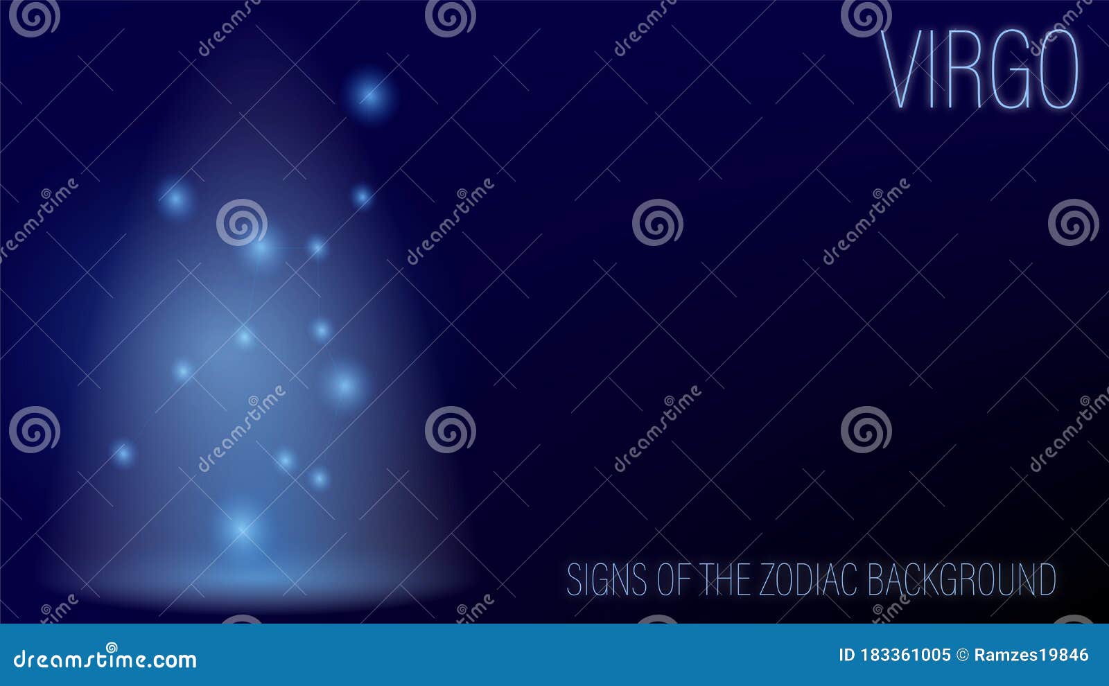 Glowing Background from a Series of Zodiac Signs, Virgo. Dark Blue ...