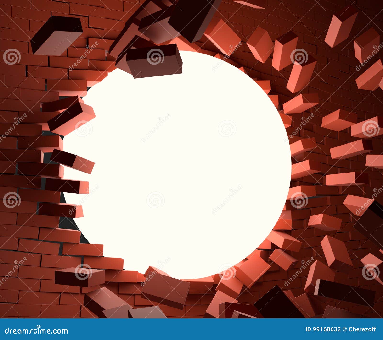 A Glowing Ball Smashed the Brick Wall Stock Illustration - Illustration ...