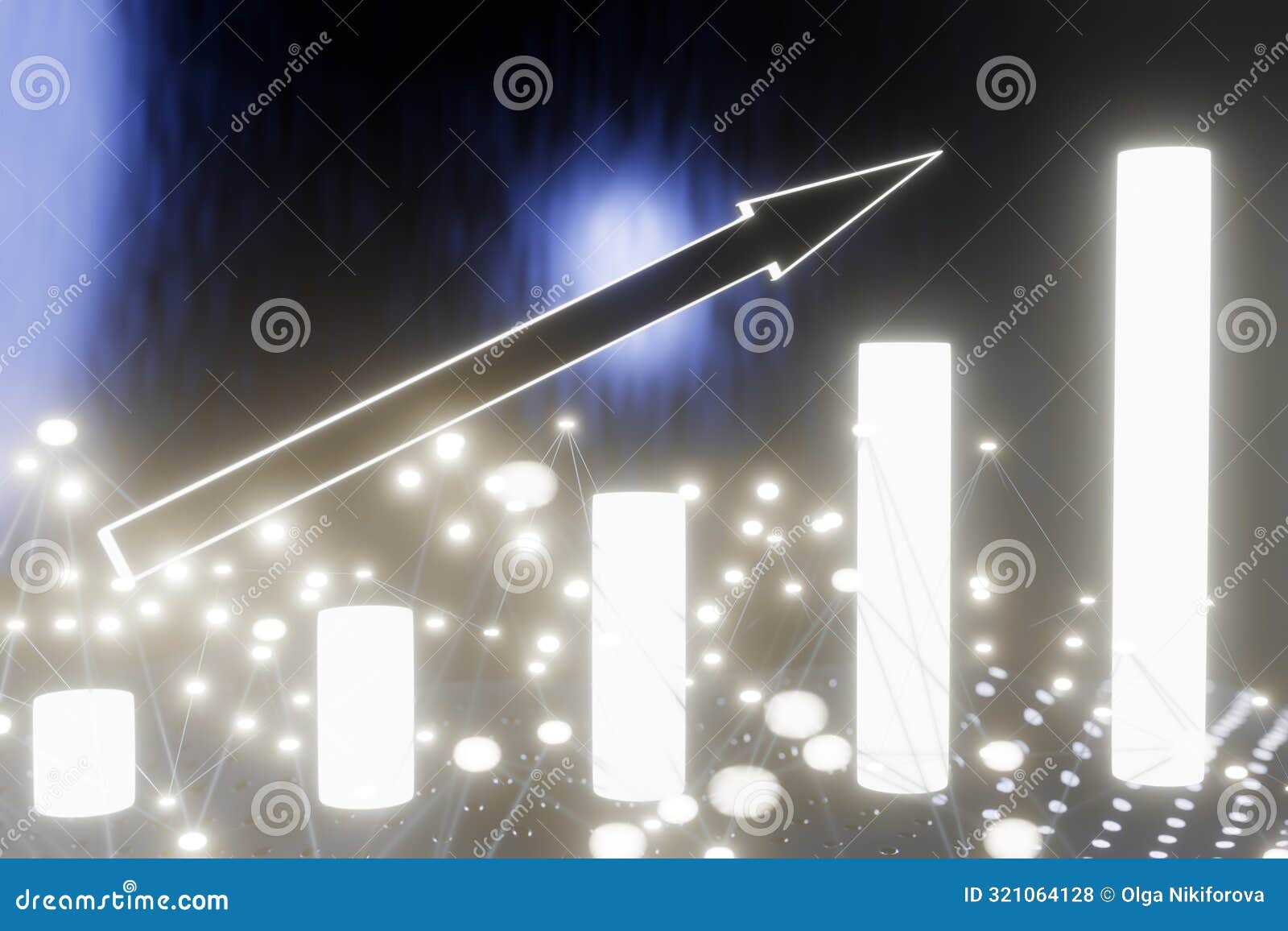 A Glowing Bar Chart with an Upward Arrow Indicating Growth and Progress ...
