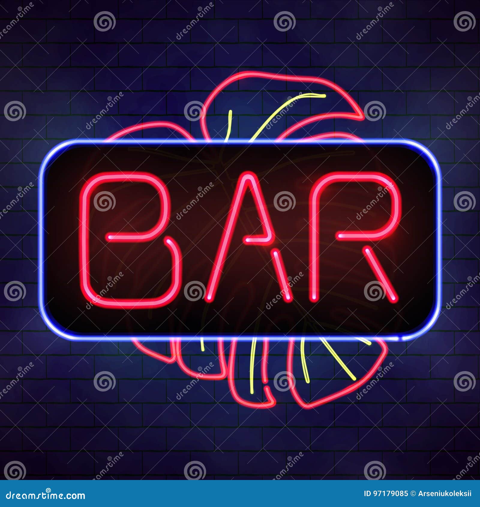 Glowing bar signboard stock vector. Illustration of cocktail - 97179085