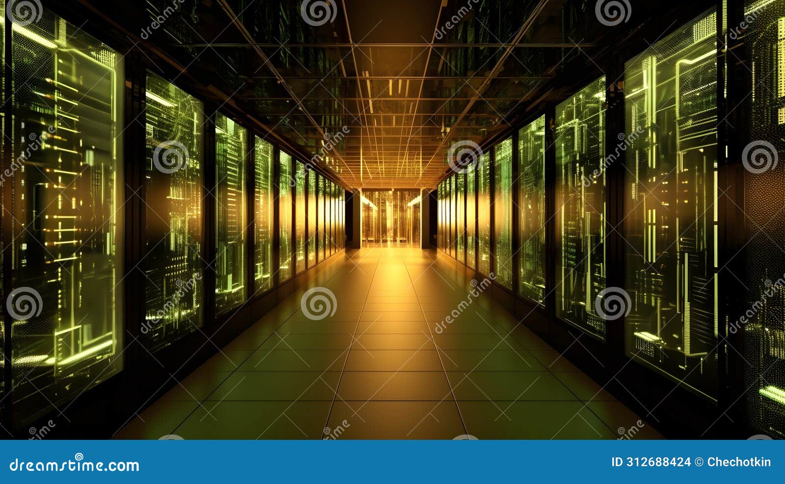 Glowing Beautiful Data Center for Cloud Computing, Generative Ai Stock ...