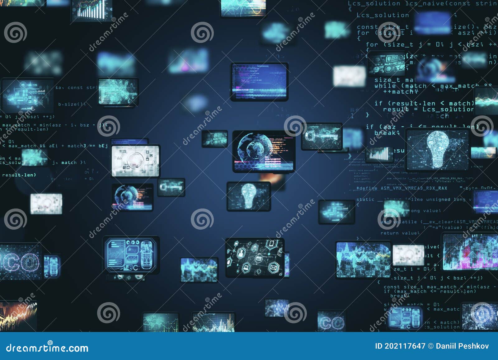 Glowing Big Data Interface on Digital Screen Stock Illustration ...