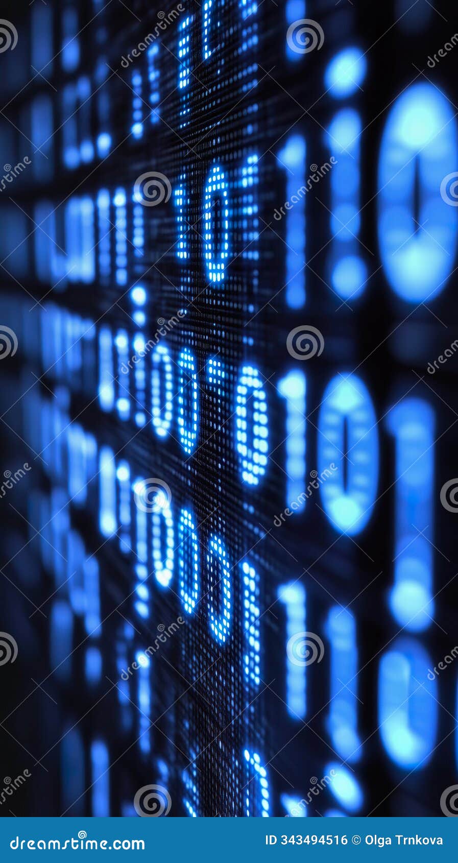 Glowing Binary Code on Digital Screen Creating Futuristic Technology Background Stock Photo ...
