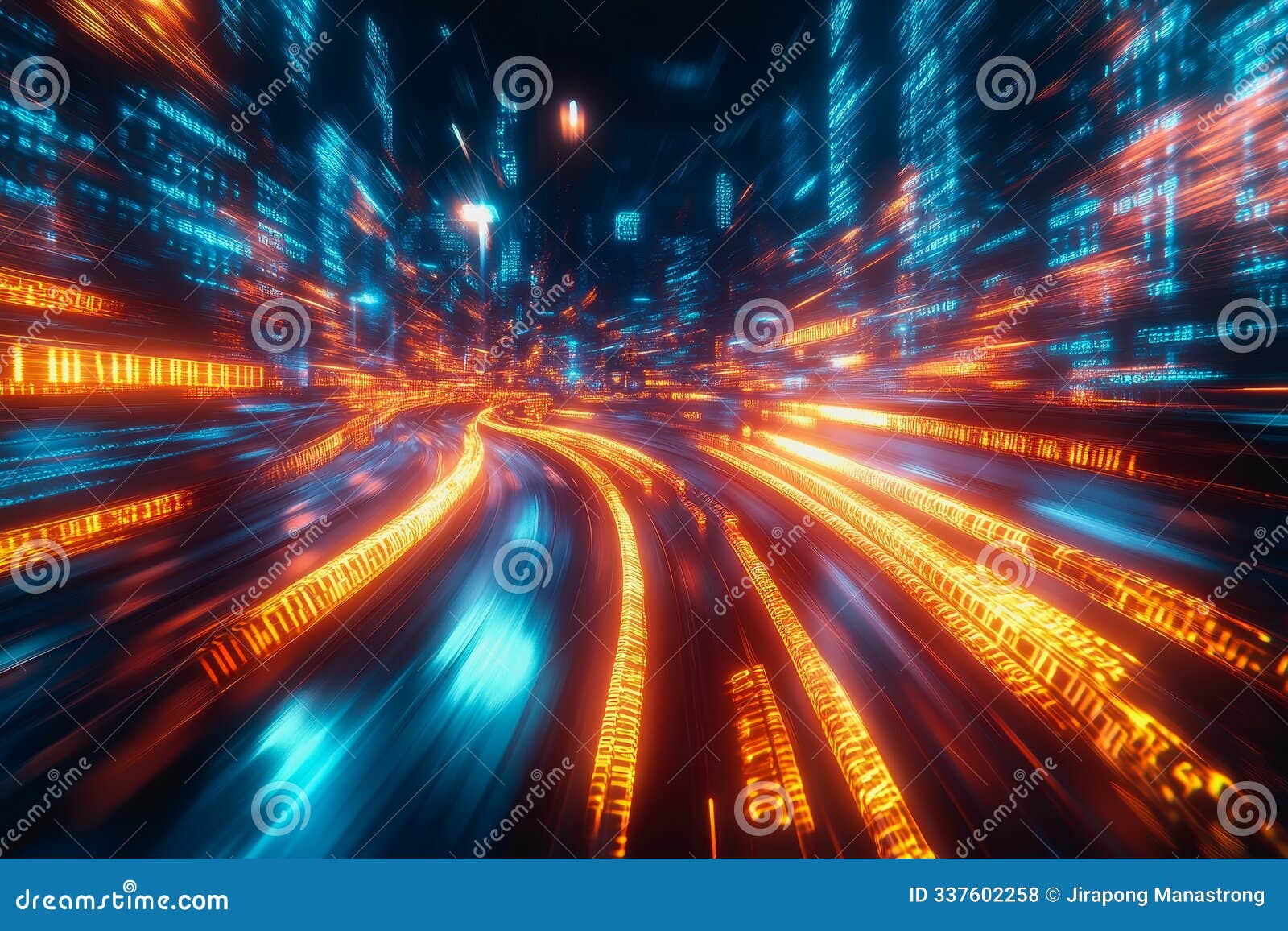 Glowing Binary Code Streams in a High-tech, Futuristic Digital Scene ...