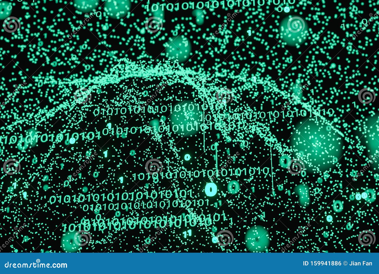 Glowing Binary Digit with Dark Background, 3d Rendering Stock ...