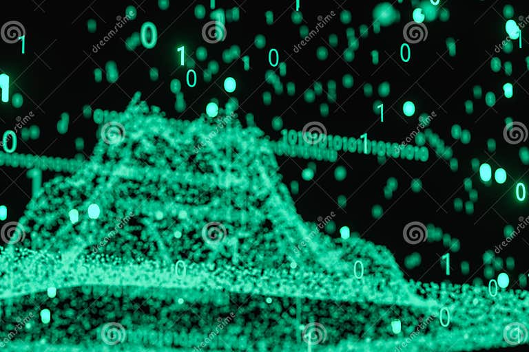 Glowing Binary Digit with Dark Background, 3d Rendering Stock ...