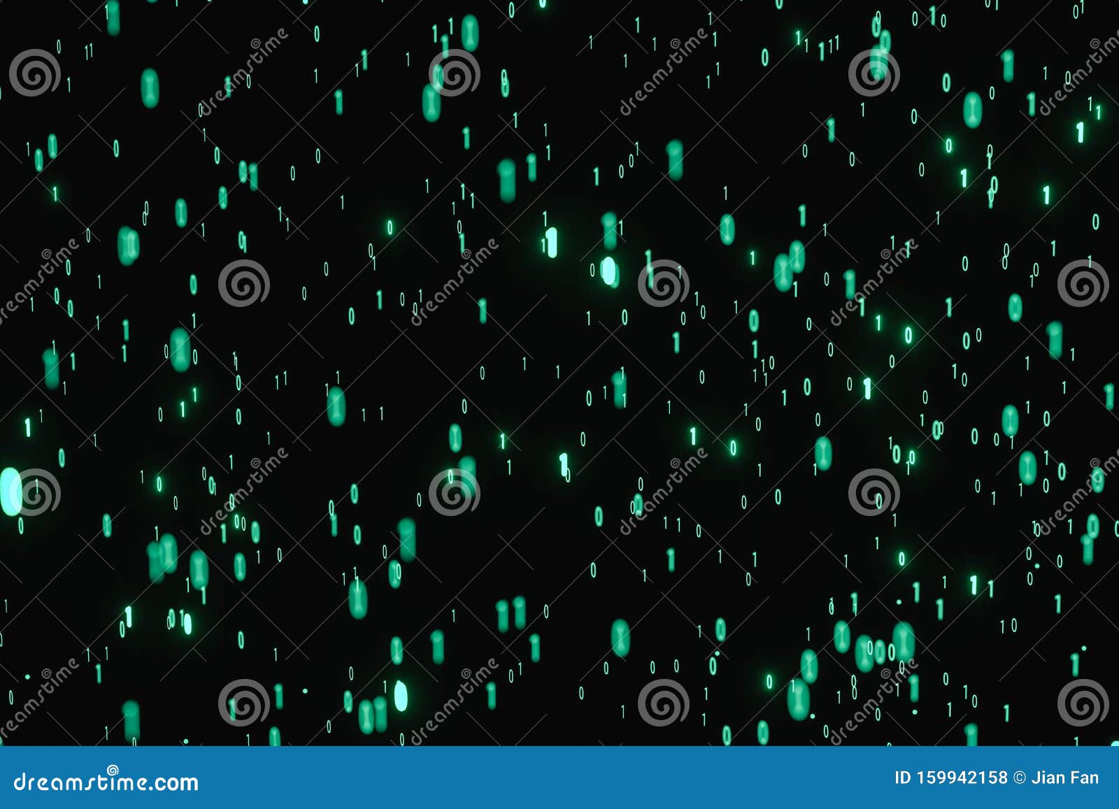 Glowing Binary Digit with Dark Background, 3d Rendering Stock ...