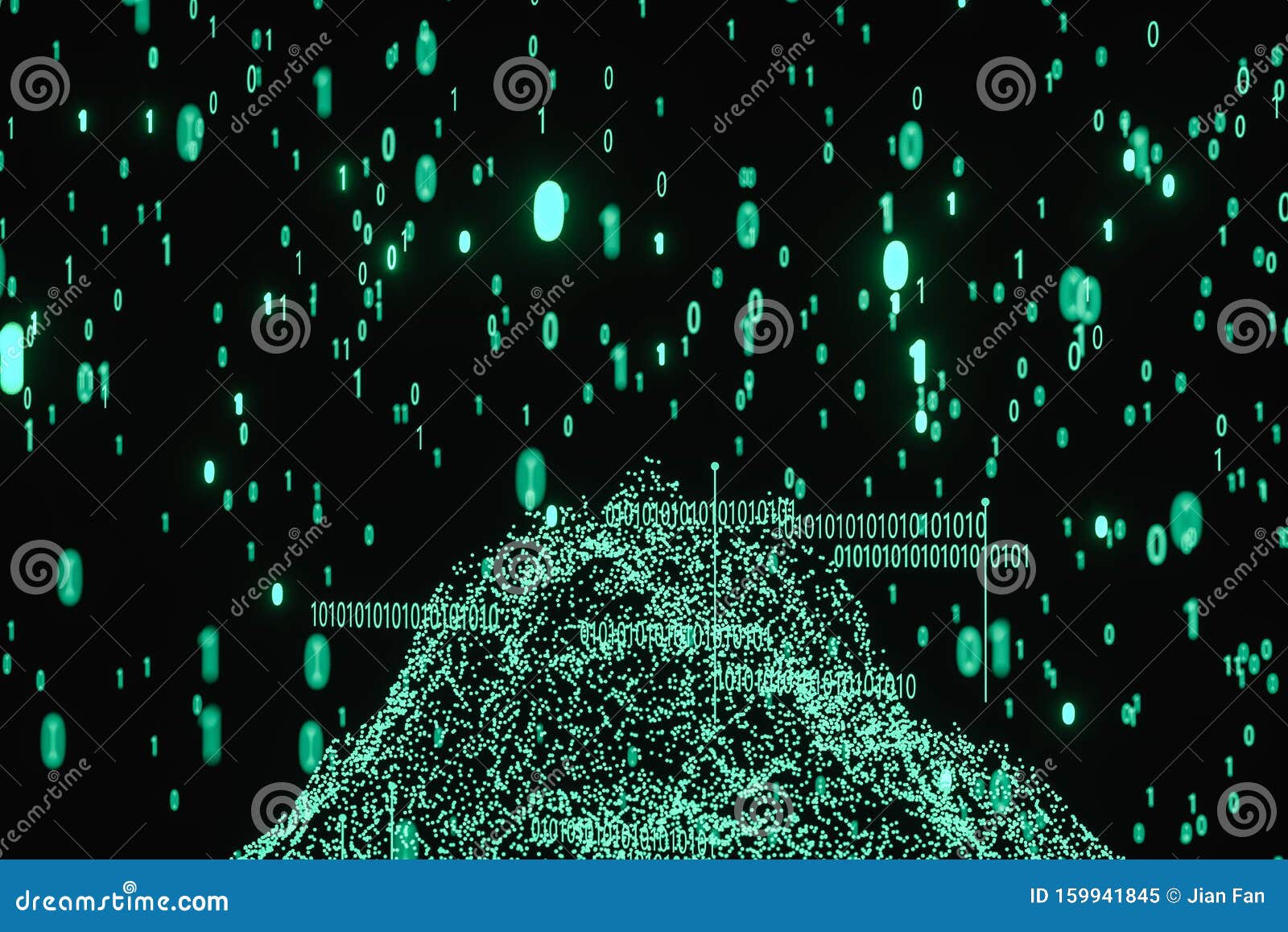 Glowing Binary Digit With Dark Background 3d Rendering Stock