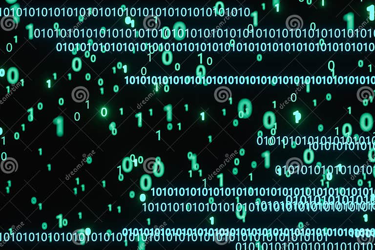 Glowing Binary Digit with Dark Background, 3d Rendering Stock ...