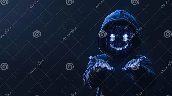Glowing Binary Hacker Reaching Out in Dark Cyber Environment ...