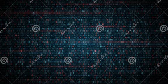 Glowing Binary Software Code Background Random Binary Numbers Of Program Code Digital Data