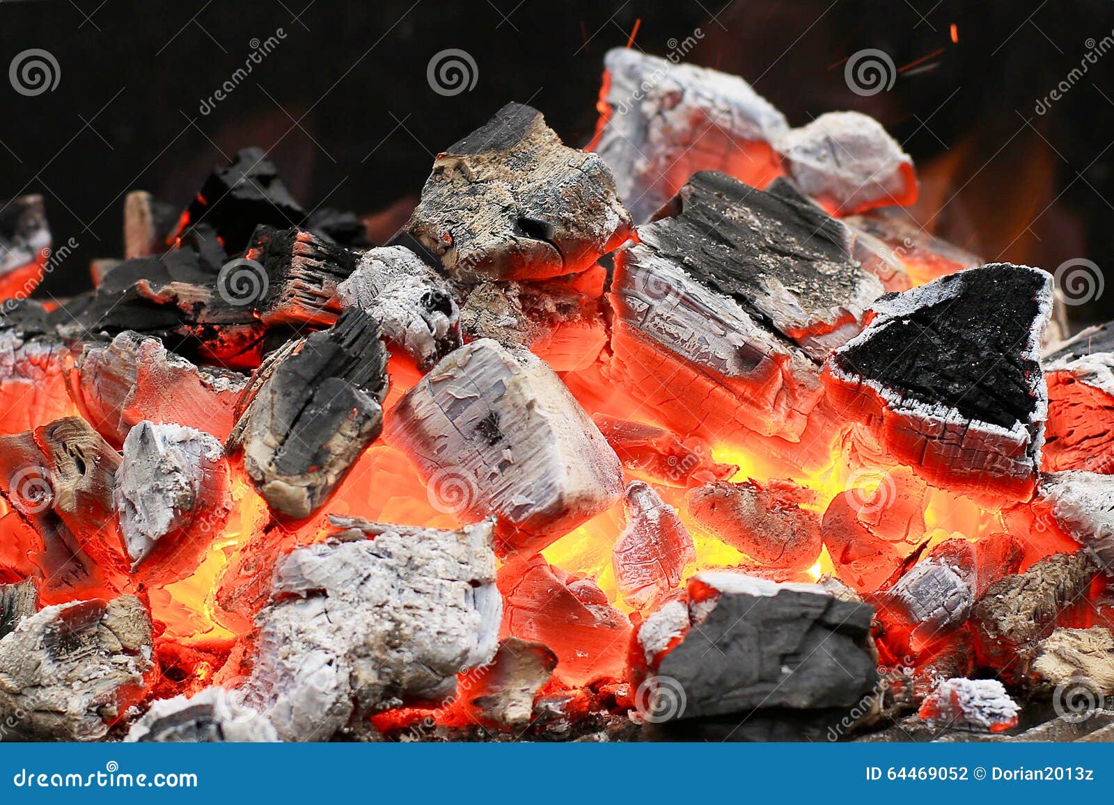 Glowing birch embers stock photo. Image of kitchen, barbecue - 64469052