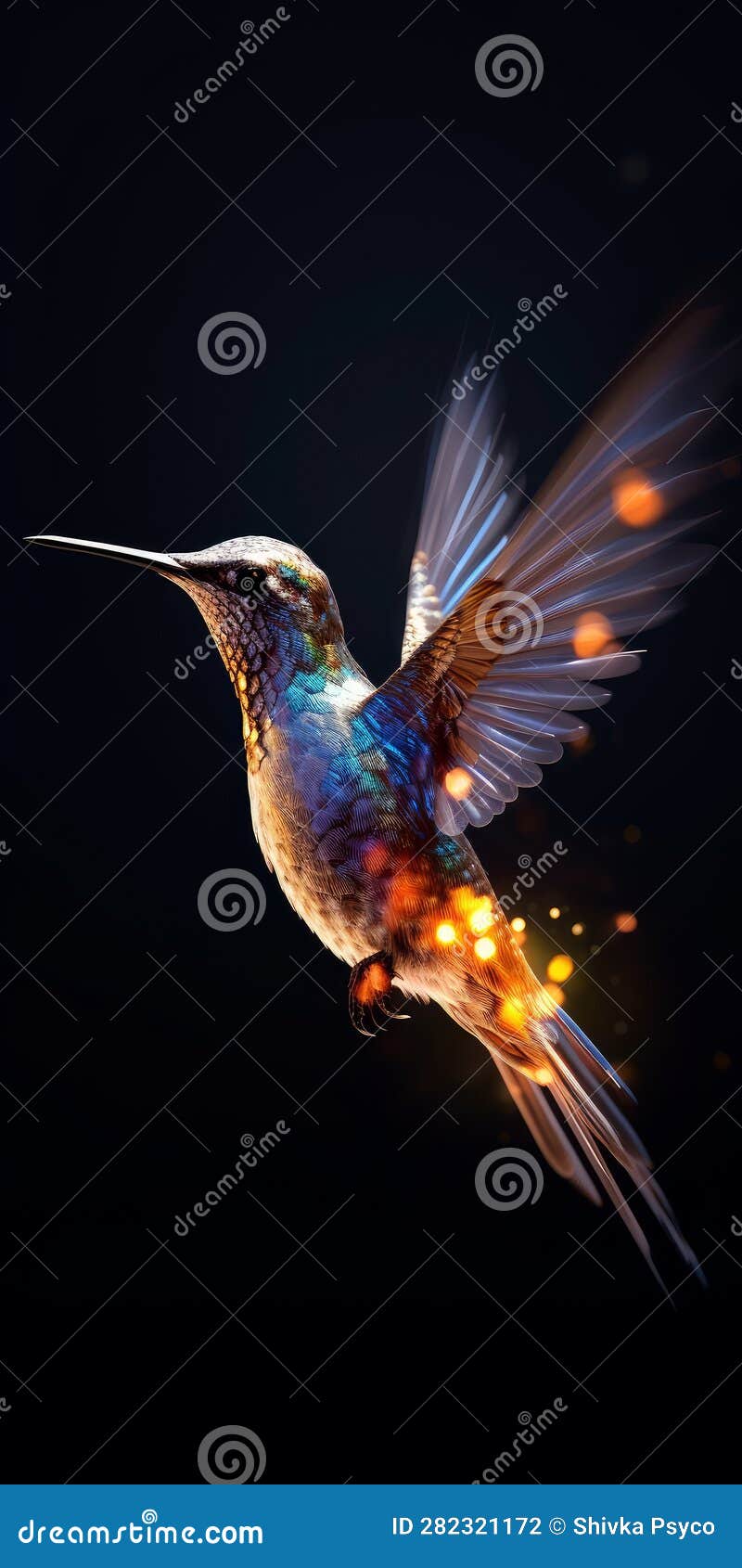 Glowing Bird Illuminated with Lights Stock Illustration - Illustration ...