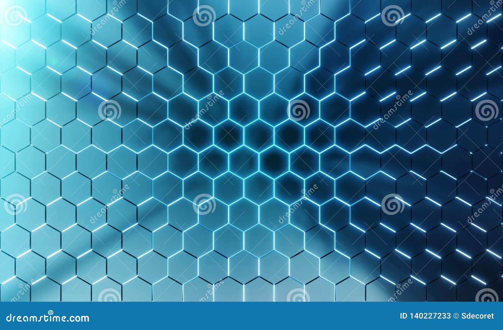 Glowing Black and Blue Hexagons Background Pattern on Silver Metal ...