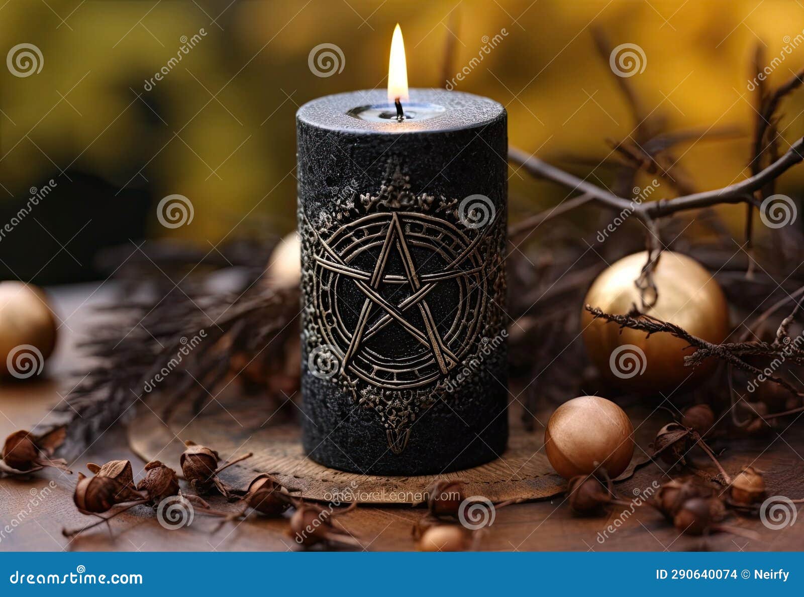 Black Candle with Pentagram Stock Photo - Image of nature, oldfashioned ...