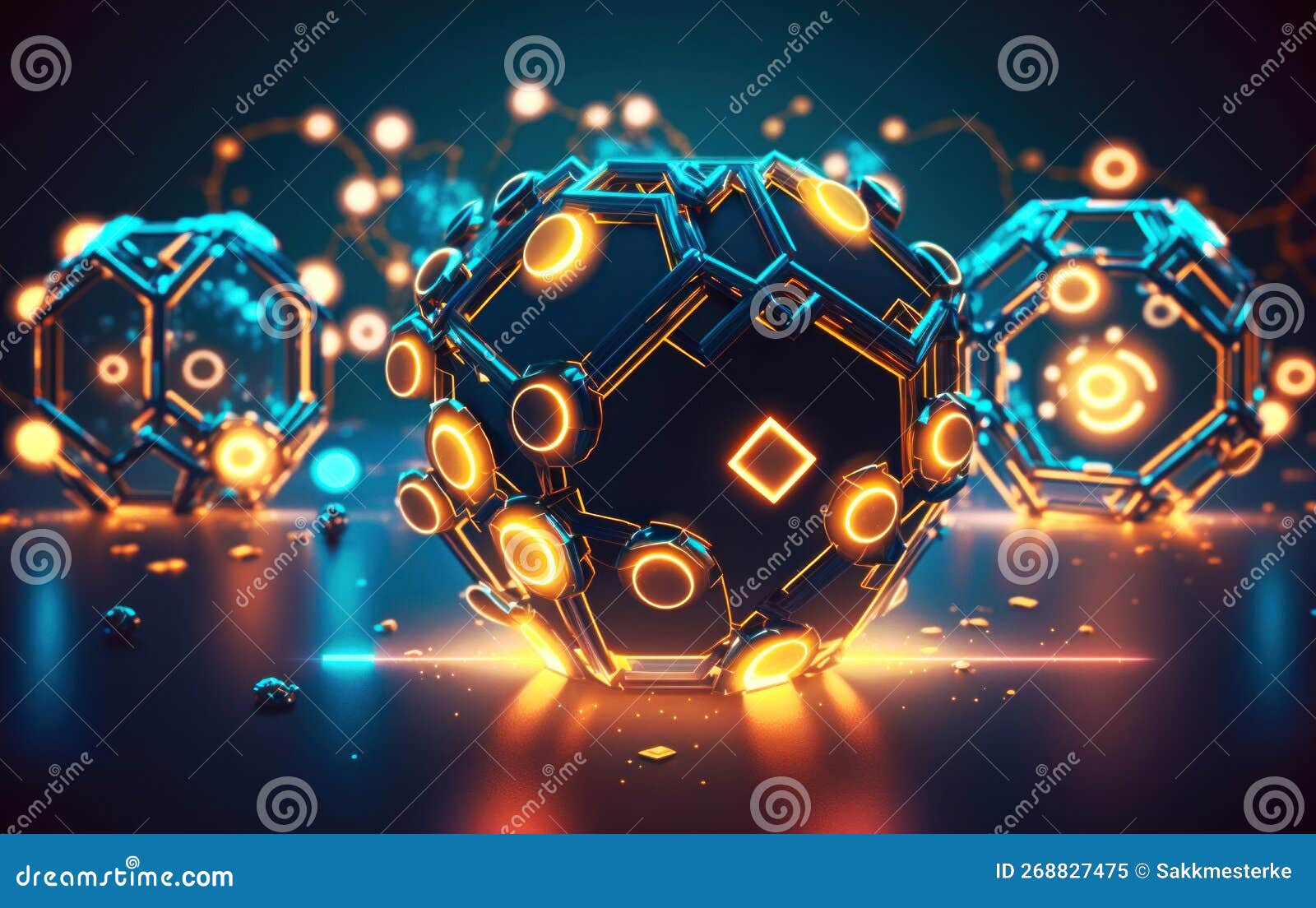 Glowing Blockchain Blocks Concept Generative Ai Stock Illustration