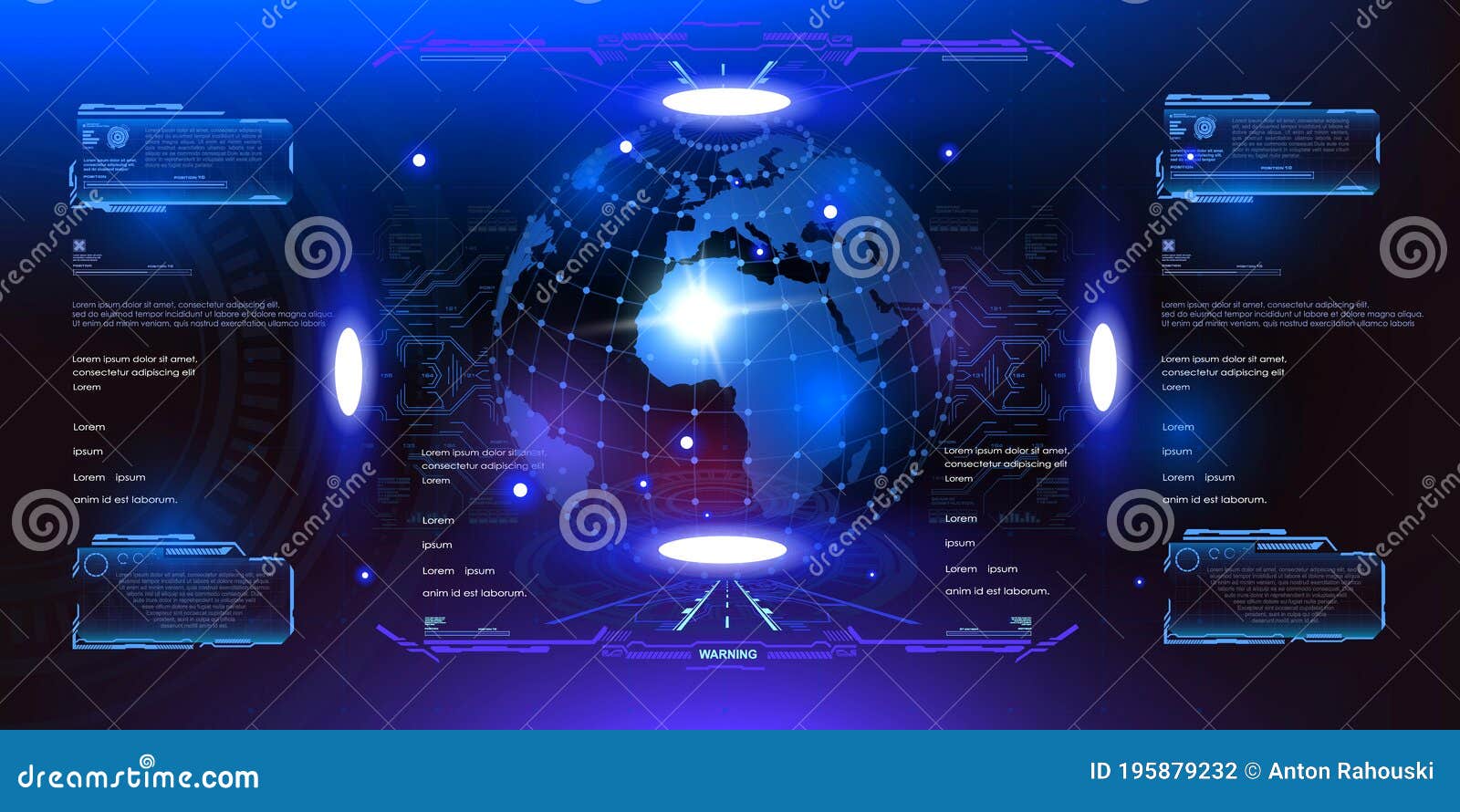 Glowing Blue Ball of Planet Earth. Futuristic Cyber Background of User ...
