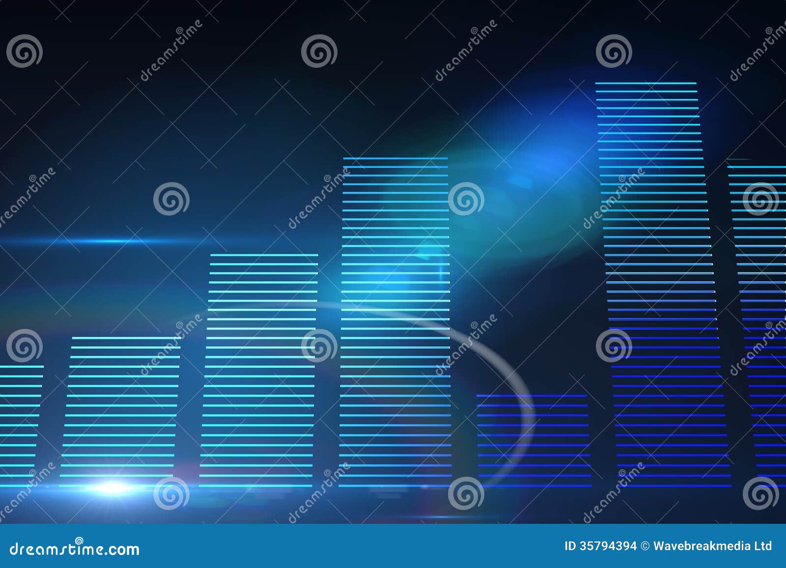 Glowing blue bar chart stock illustration. Illustration of people ...
