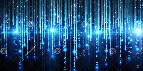Glowing Blue Binary Code Streams Across Abstract Dark Background AI-Generated Content Stock ...