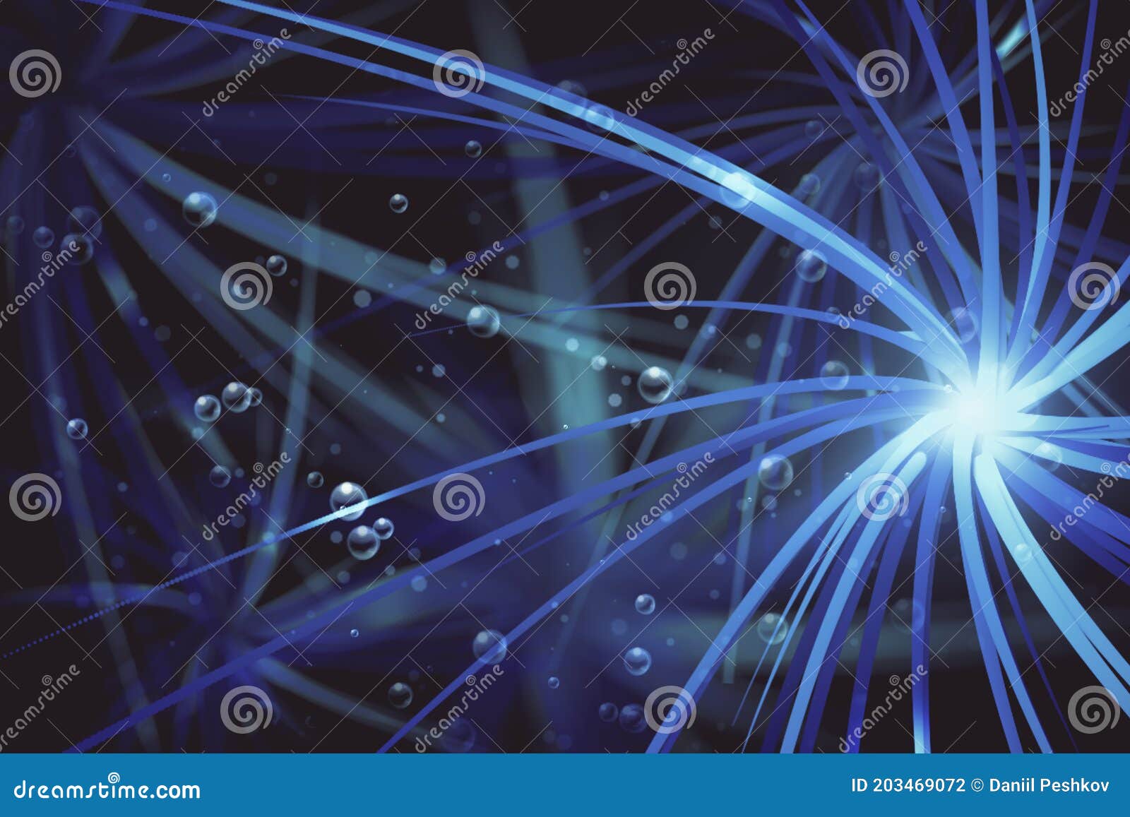 Glowing Blue Brain Neuron Cell with Bubbles Stock Illustration ...