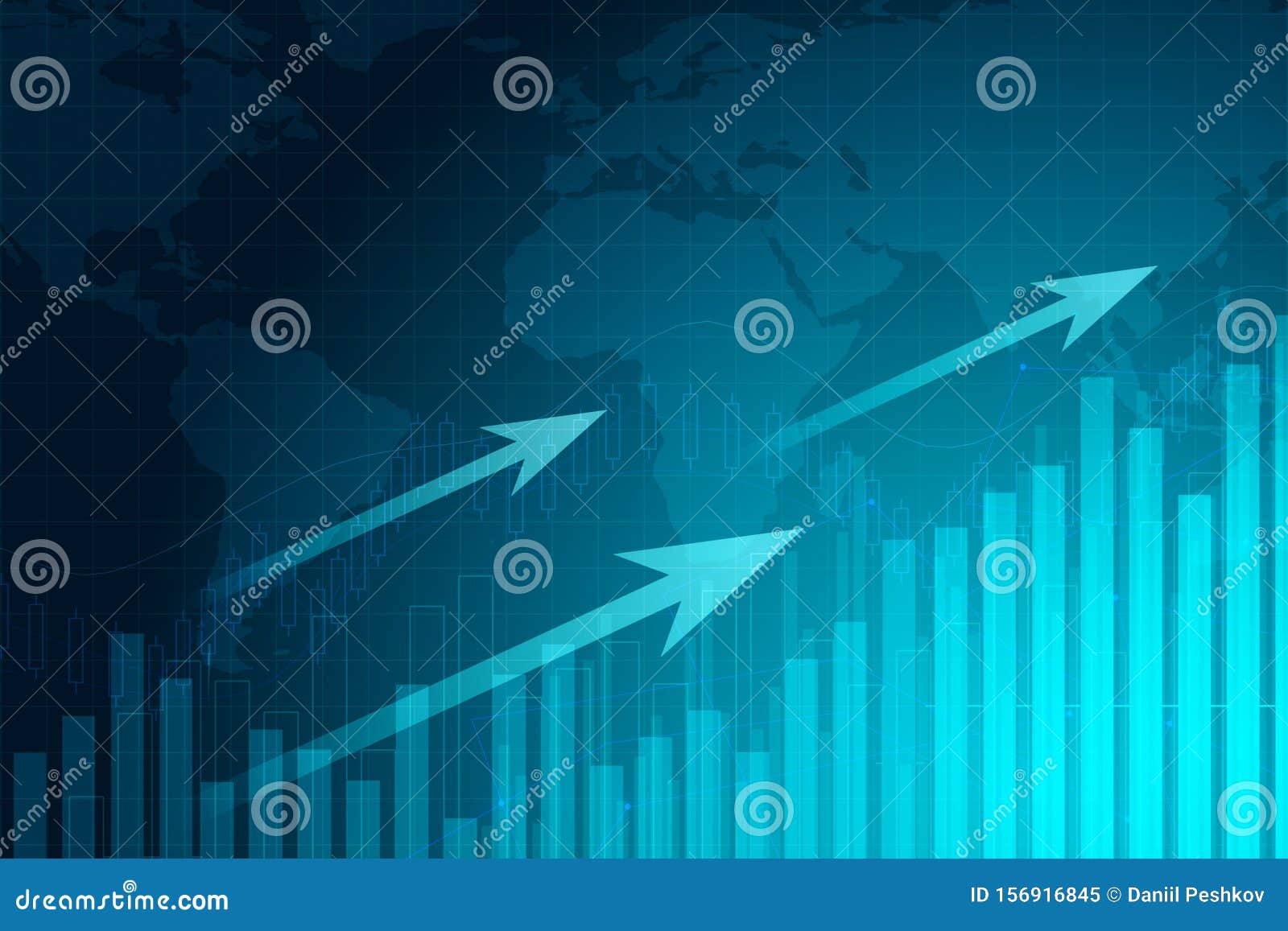 Glowing Blue Business Chart Stock Illustration - Illustration of ...