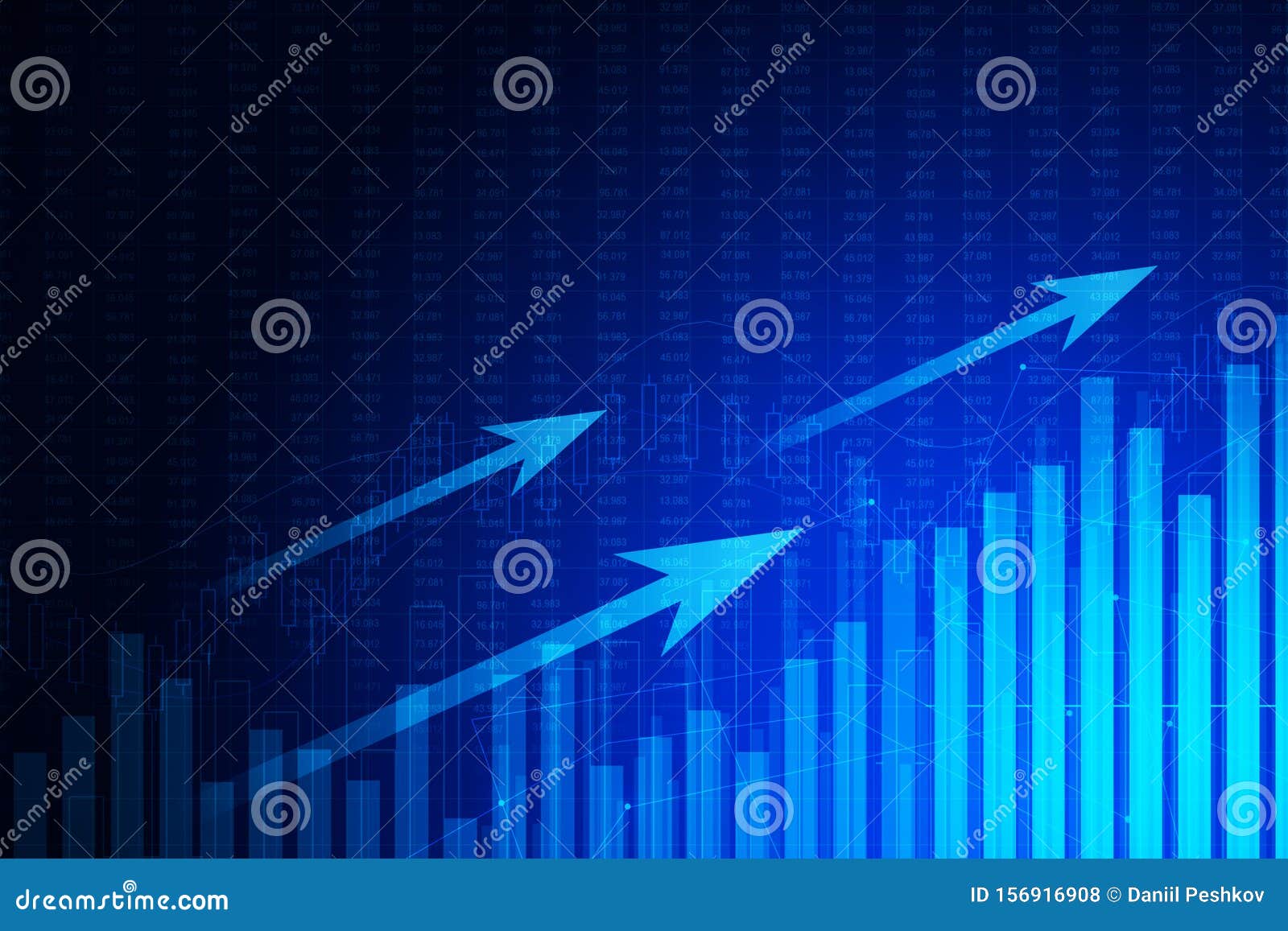 Glowing Blue Business Graph Stock Illustration - Illustration of index ...