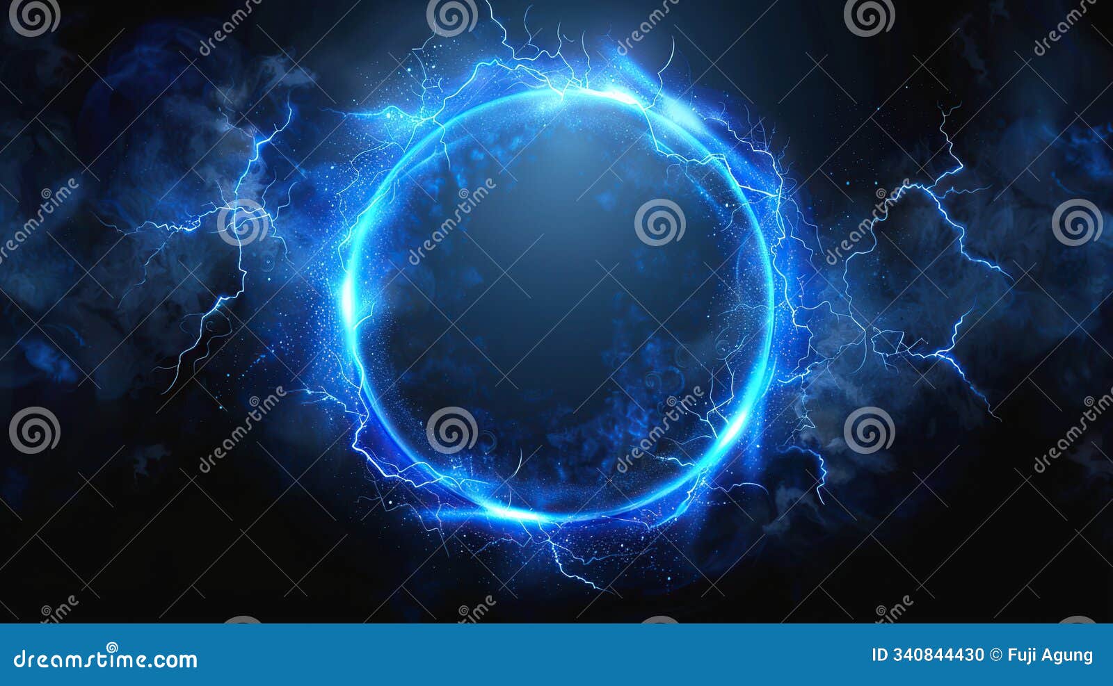 A Glowing Blue Circle with Lightning Bolts and Smoke on a Dark ...