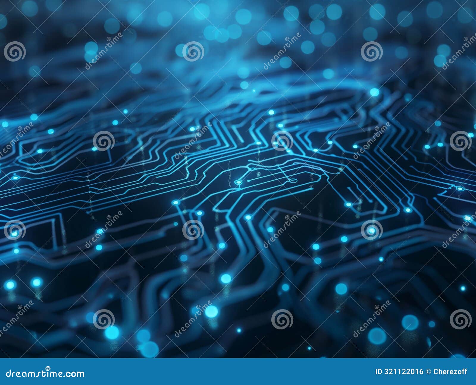 Glowing Blue Circuit Board stock photo. Image of intricate - 321122016