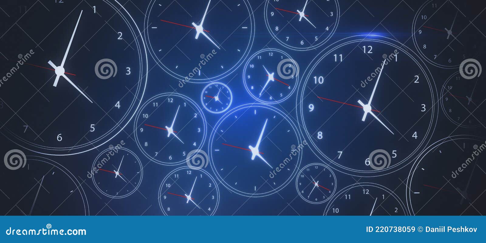 Glowing Blue Clock Background. Stock Illustration - Illustration of ...