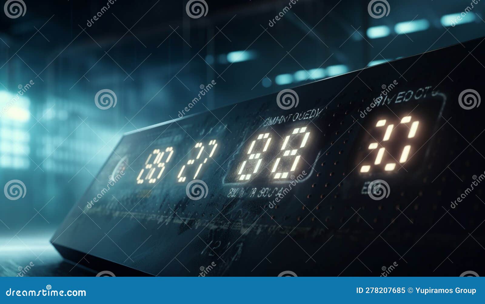 Glowing Blue Clock Face Showing Countdown Timer Generated by AI Stock ...