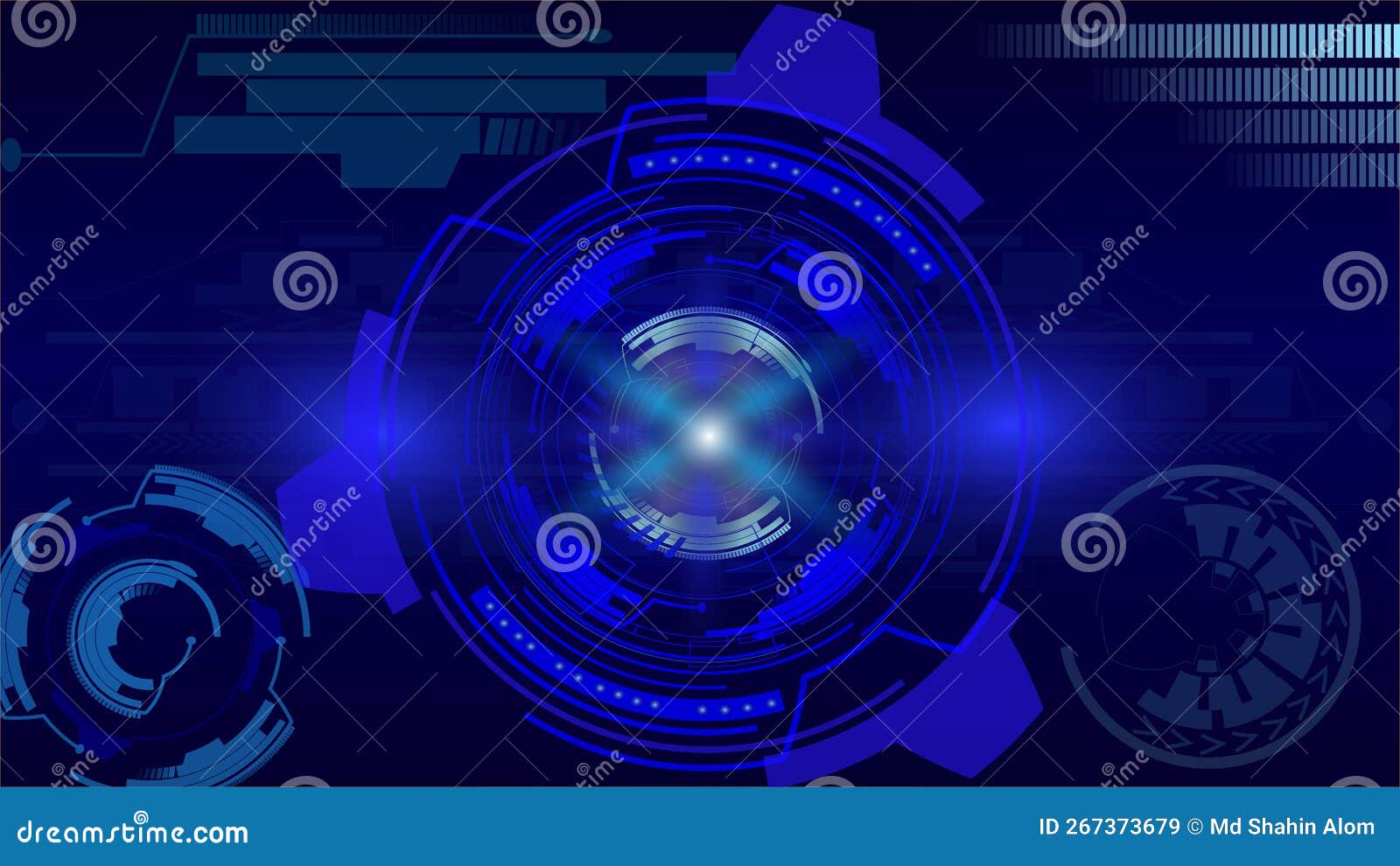 Glowing Blue Color Digital Hud Element on Black Background. Abstract ...