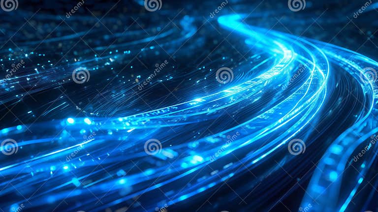 Glowing Blue Data Streams in a Digital Network Stock Photo - Image of ...