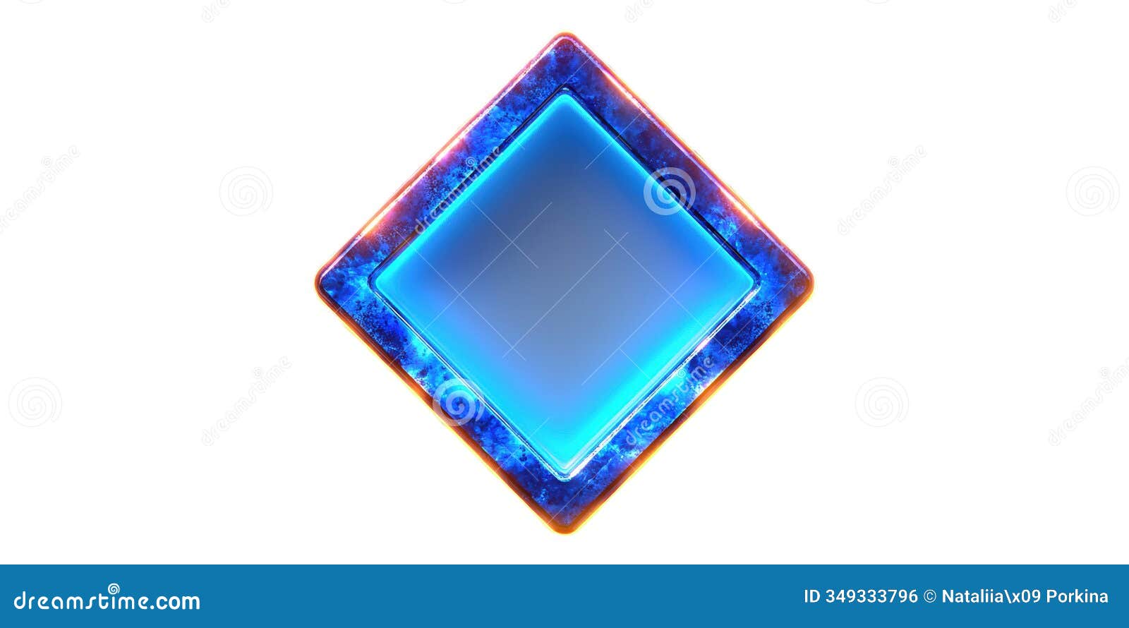 Glowing Blue Diamond Shape with Neon Edge Isolated on Transparent ...