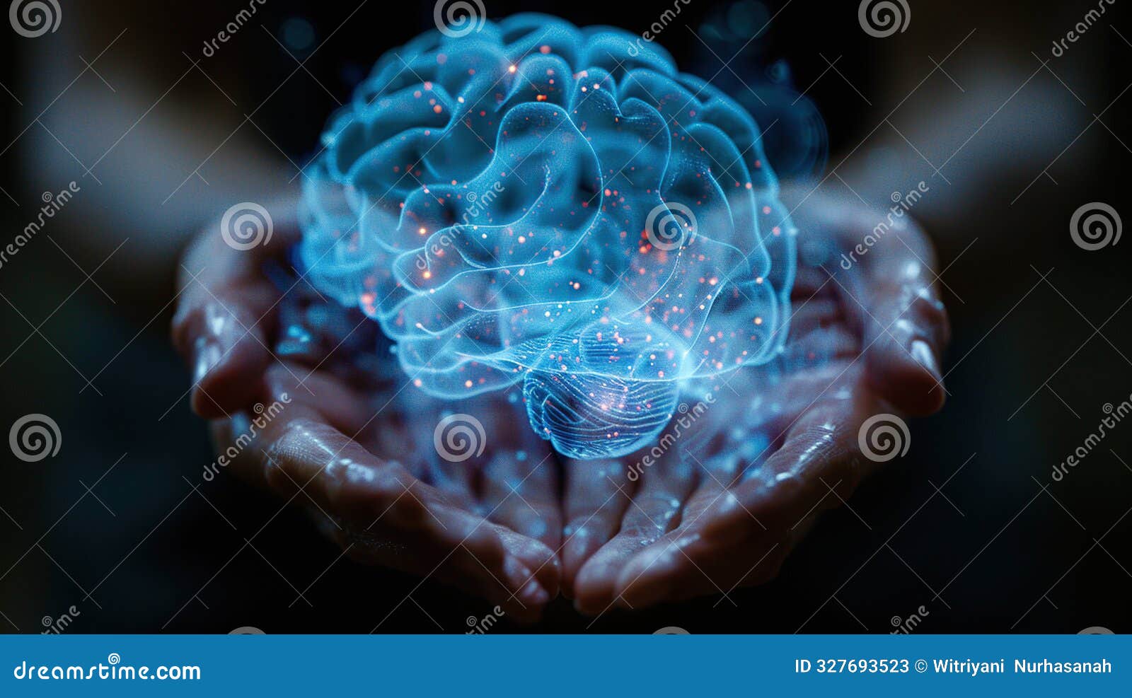 Human Brain in Hands stock illustration. Illustration of thoughtful ...