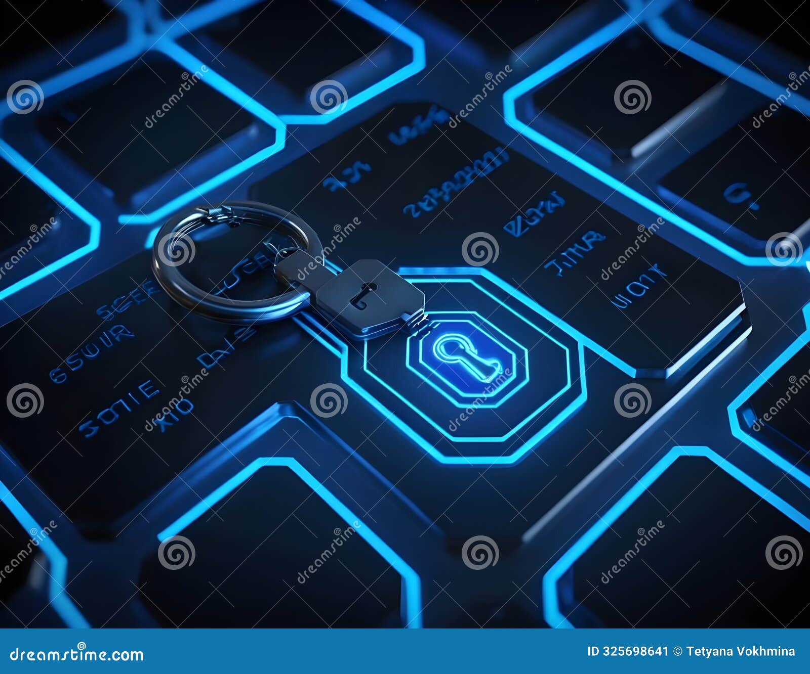 Glowing Blue Digital Key on Circuit Board, Importance of Cybersecurity ... Glowing Blue Digital Key on Circuit Board, Importance of Cybersecurity ...