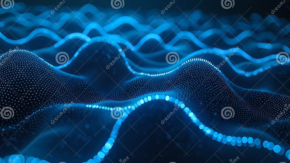 Glowing Blue Digital Wave, Data Flow, Technology Background Stock Image - Image of science ...