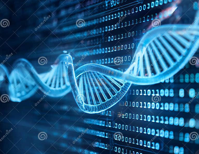 A Glowing Blue DNA Double Helix Structure Emerges from Streams of ...