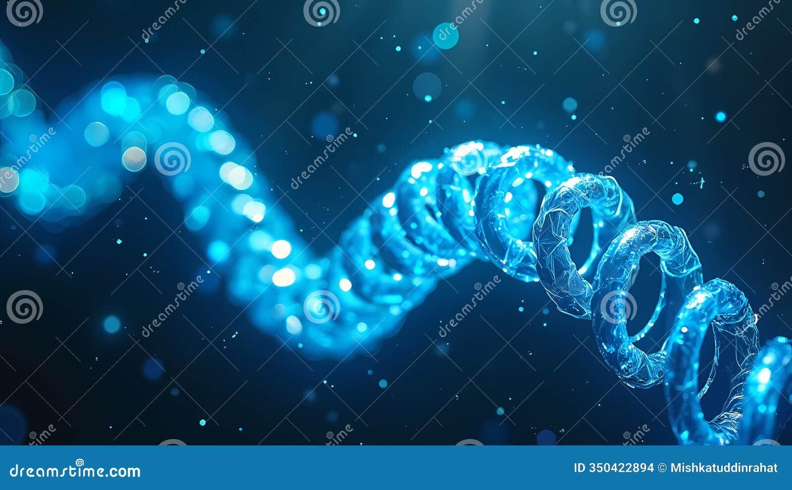 Glowing Blue DNA Helix, Abstract Science Background Stock Illustration ...