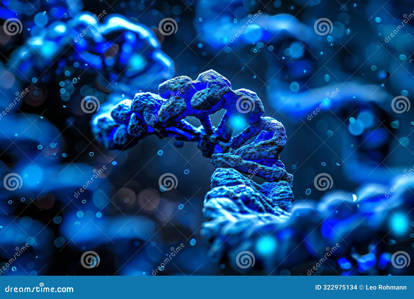 Glowing Blue DNA Strand Intertwined with Neon Light Waves, High Tech ...