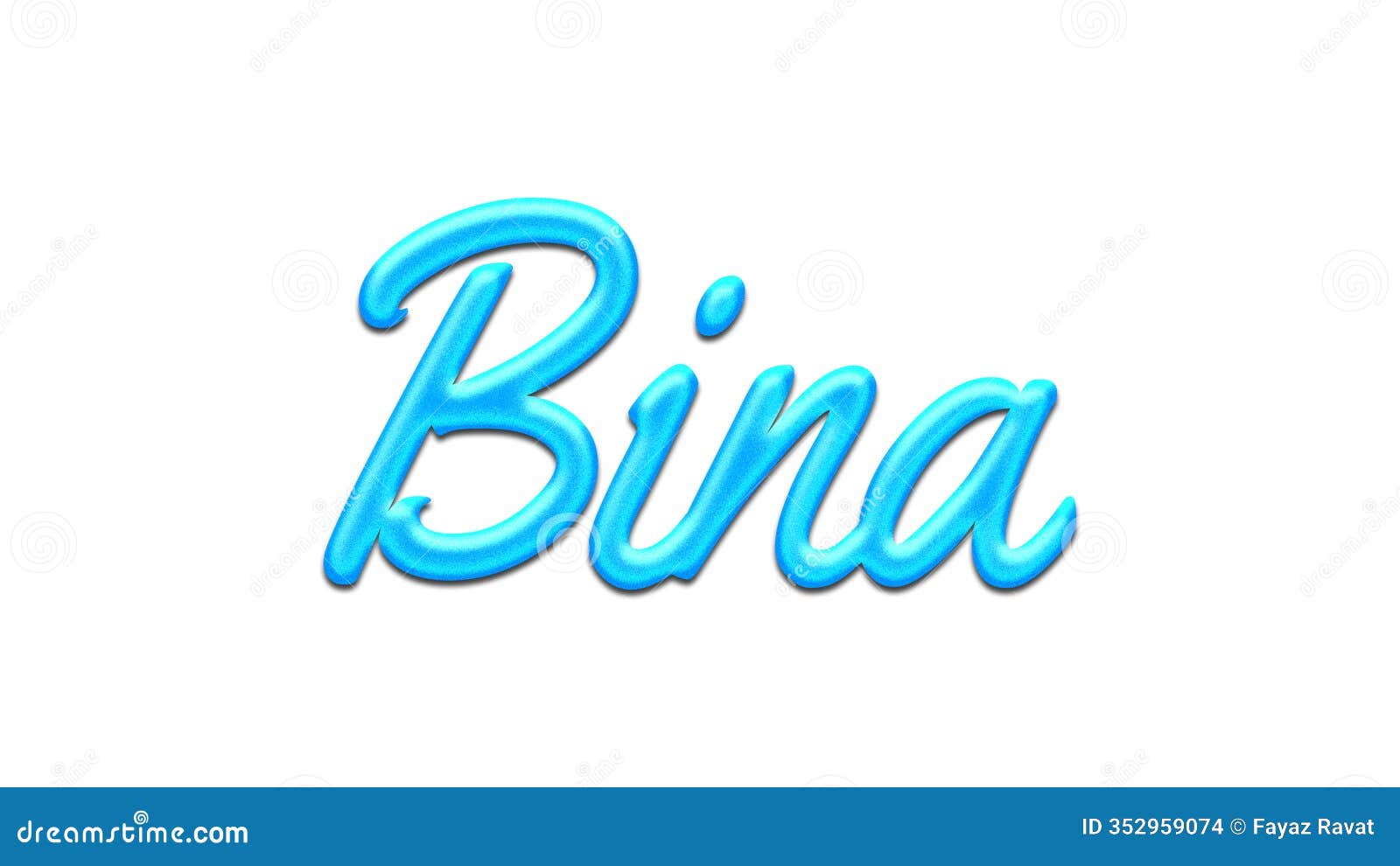 Glowing Blue Effect of Name Bina on White Background. Stock ...