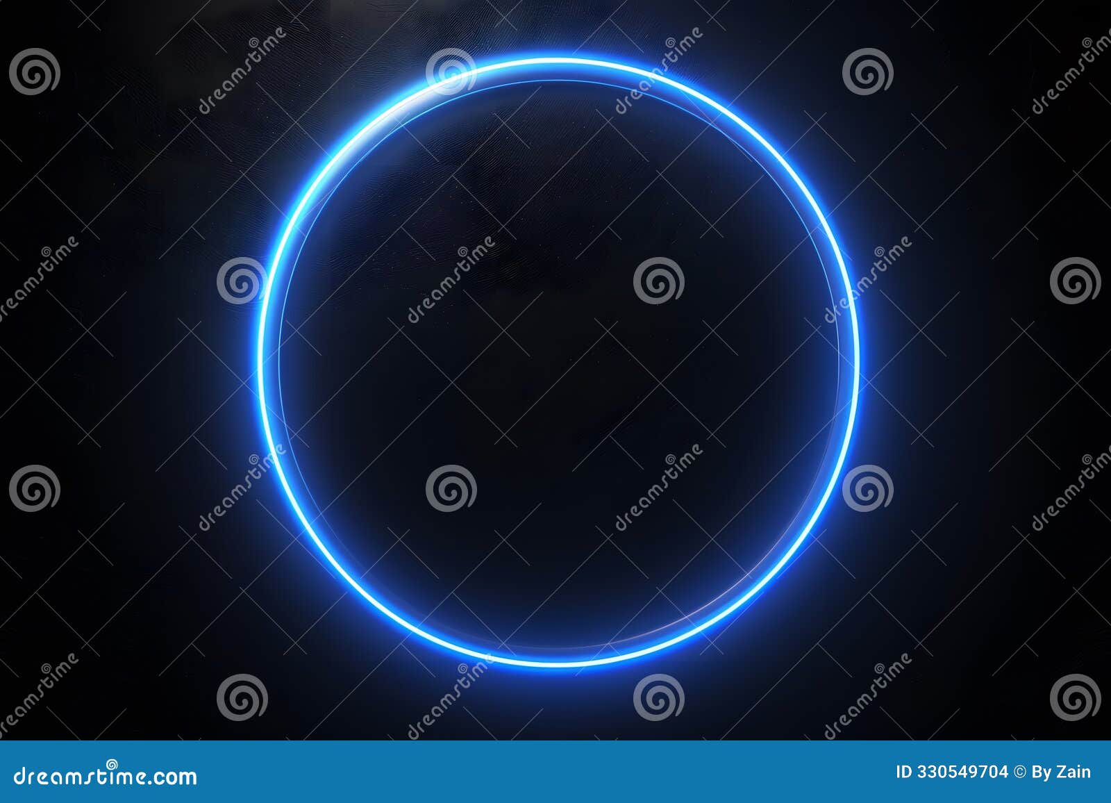Glowing Blue Energy Ring on Dark Background with Abstract Light Effects ...