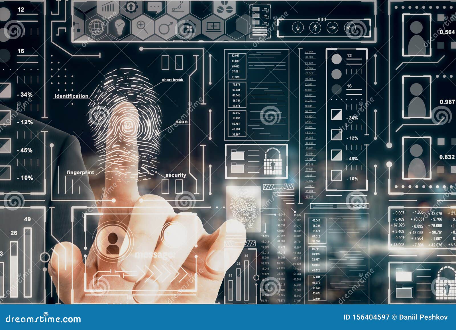 Glowing Blue Fingerprint Interface Stock Image - Image of multiexposure ...